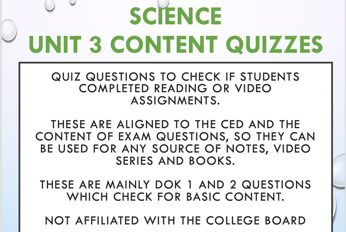 AP® Environmental Science Content Quiz Question Bank - Unit 3 ...