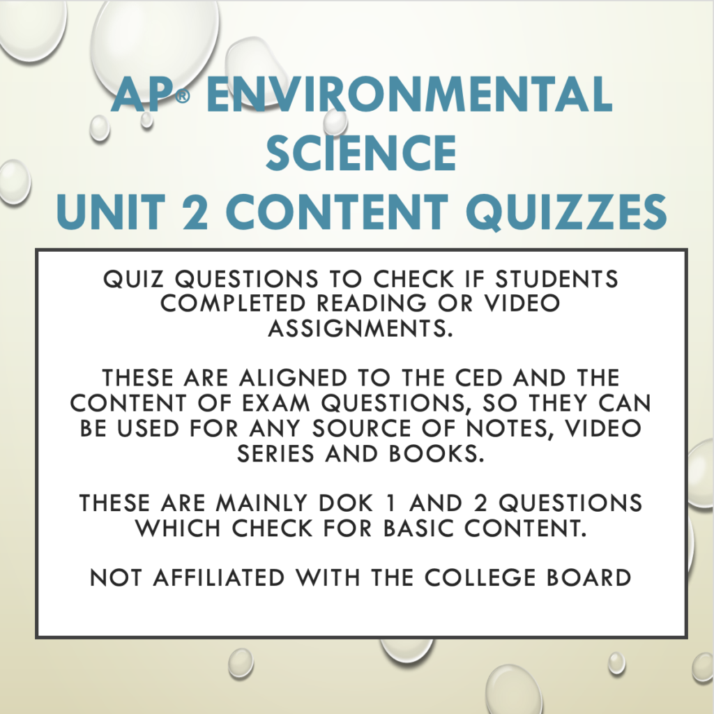 AP® Environmental Science Content Quiz Question Bank – Unit 2 ...
